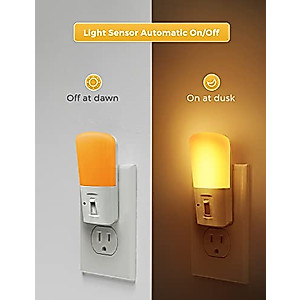 LOHAS Amber Night Light, Dimmable Plug in LED, Yellow Night Light with Dusk to Dawn Sensor, Kids Night Lights for Bedroom, 5-80LM Sleep Aid No Blue Light for Nursery, Hallway, Kitchen, Stairway, 2Pack