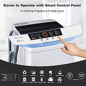 Spurgehom Portable Washing Machine, 15.6 lbs Full Automatic Washing Machine Built- in Pump Drain, washer and dryer combo with LED Display, 10 Cycles, 8 Water Level, Laundry Machine for Apartment, Rv