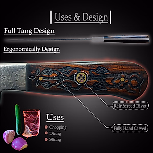 Chef knife 8 inches Japanese Steel Knife High Carbon Stainless Steel 67 Layers Super Sharp Professional Kitchen Knife Forged With Full Tang Blade and Ergonomic Carved Handle