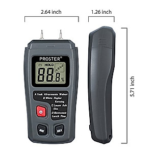 Proster Digital Wood Moisture Meter Handheld LCD Moisture Tester Damp Moisture Tester Detector for Firewood Paper Humidity Measuring