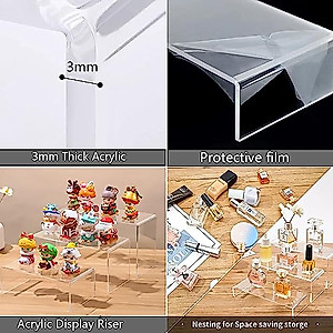 Acrylic Risers For Display,Rectangle Acrylic Risers Display Stand,6 Pc clear Acrylic Display Risers, For Food Parties Buffet Risers Puppet Collectible Display And Perfume Shelf Acrylic Organizers