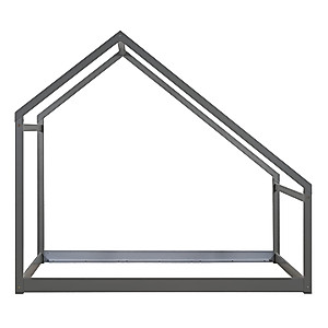 Bellemave Montessori Bed for Toddlers, Twin House Beds for Kids, Wood Floor Bed Frame Bedroom Furniture for Girls Boys, Spring Needed, Gray