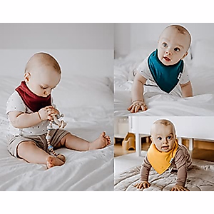 Meerdif Baby Bandana Drool Bibs 10 Pack Solid Organic Cotton Baby Bibs for Boys, Girls, Unisex - Plain Colors