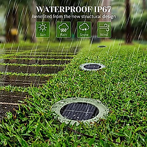 NFESOLAR Solar Ground Lights Outdoor Waterproof Color Changing Christmas Lights for Pathway Walkway Patio Yard Lawn (4 Packs)