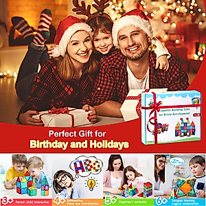 NVHH 100PCS Magnetic Tiles Blocks for Kids Ages 3-5 4-8,STEM Learning Educational Preschool Magnet Building Toys for Toddlers,Christmas Birthday Gifts Toys for 3 4 5 6 7 8+ Year Old Boys Girls