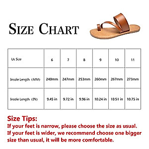 Women's Slide Sandals Slip On Flat Sandals Flip Flop Thong Sandals Casual Summer Shoes (8, Brown)
