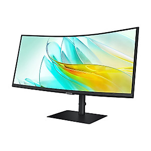 SAMSUNG 34” ViewFinity S65UA Series Ultrawide QHD Curved Monitor, HDR10, 100Hz, 350 nit, USB- C, Adjustable Stand, Intelligent Eye Care, LS34C650UANXGO, Black
