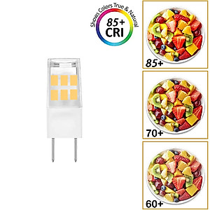 VOKWAK G8 LED Bulb GY8.6 Bi-Pin Base T4 Xenon Bulb 120Volt Microwave Light Bulb Replacement 3W(30W Halogen Equivalent) 300LM for Puck Light,Oven Light,Under Cabinet Light,3-Pack(Warm White 3000K)