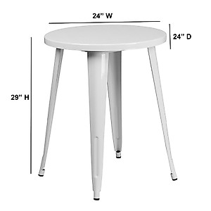 Flash Furniture Webb Commercial Grade 24" Round White Metal Indoor-Outdoor Table