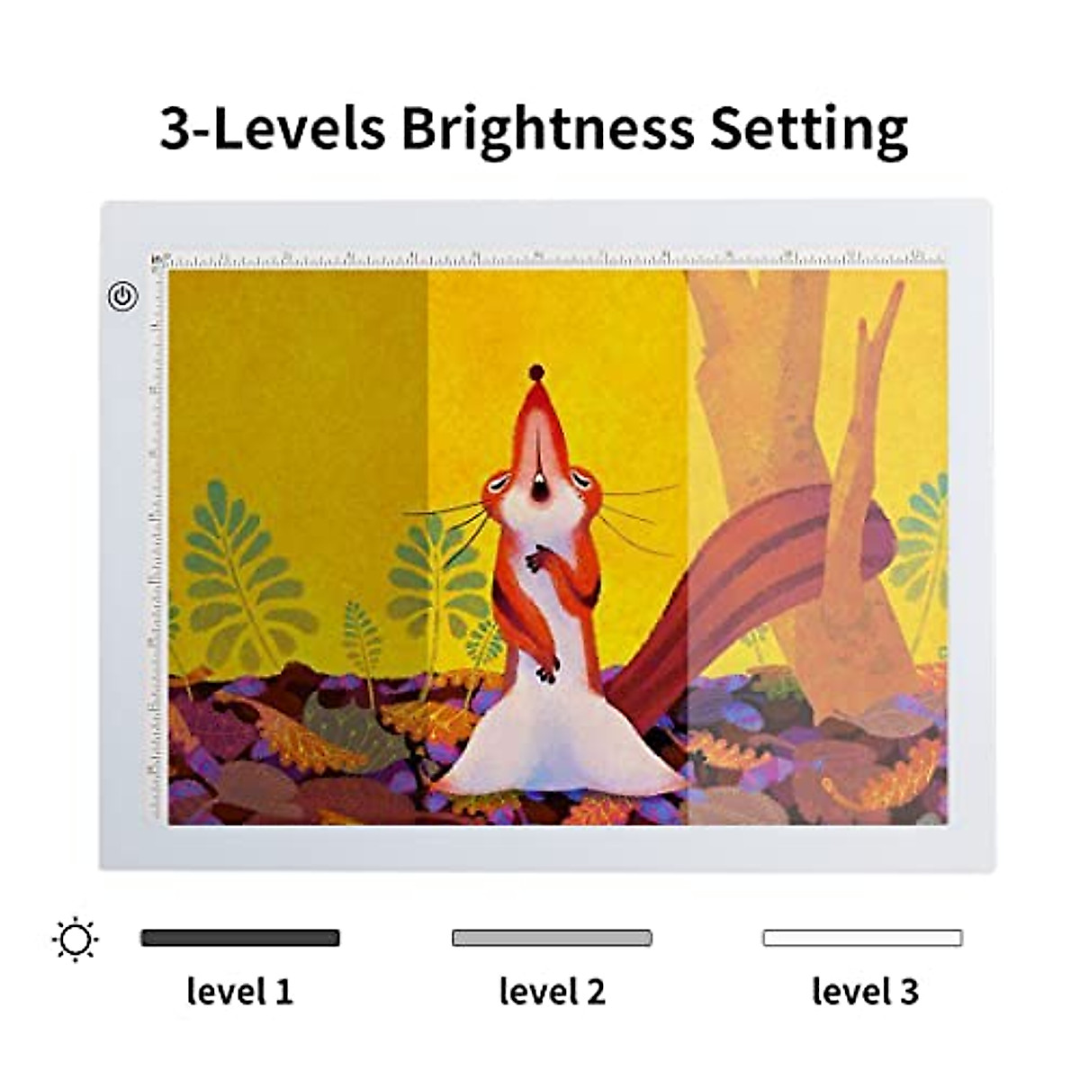 VKTEKLAB A3 LED Light Pad with Built-in Cord, 16.6 * 12.6 in, Tracing Light Box, 3-Levels Brightness Up to 8000LUX, Super Slim and Lightweight Light Board for Diamond Painting