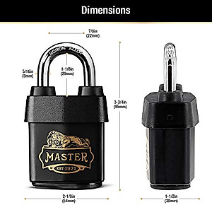Master Lock 1921D Keyed Padlock, 2-1/8 in Wide, Black