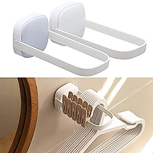 Pack of 2 Clothes Hanger Organizer Stacker Foldable Hanger Holder Rack Wall Mounted/Adhesive for Laundry Room Space Saving