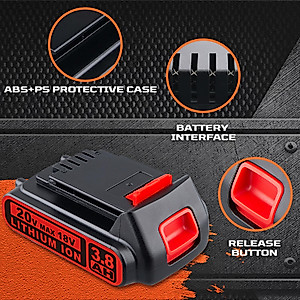 Masione 3.8Ah 20V Repalcement for Black and Decker 20V Lithium Battery LBXR20 LBXR2020-OPE Compatible with Black and Decker 20V Battery Cordless Tools and Outdoor Equipment (2-Pack)