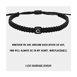 Nymerianoble Initial Bracelets for Women Mens Bracelet Letter C Initial Bracelet Rope Braided Handmade Bracelets for Teen Girls Boy Mom Birthday Gifts from Son