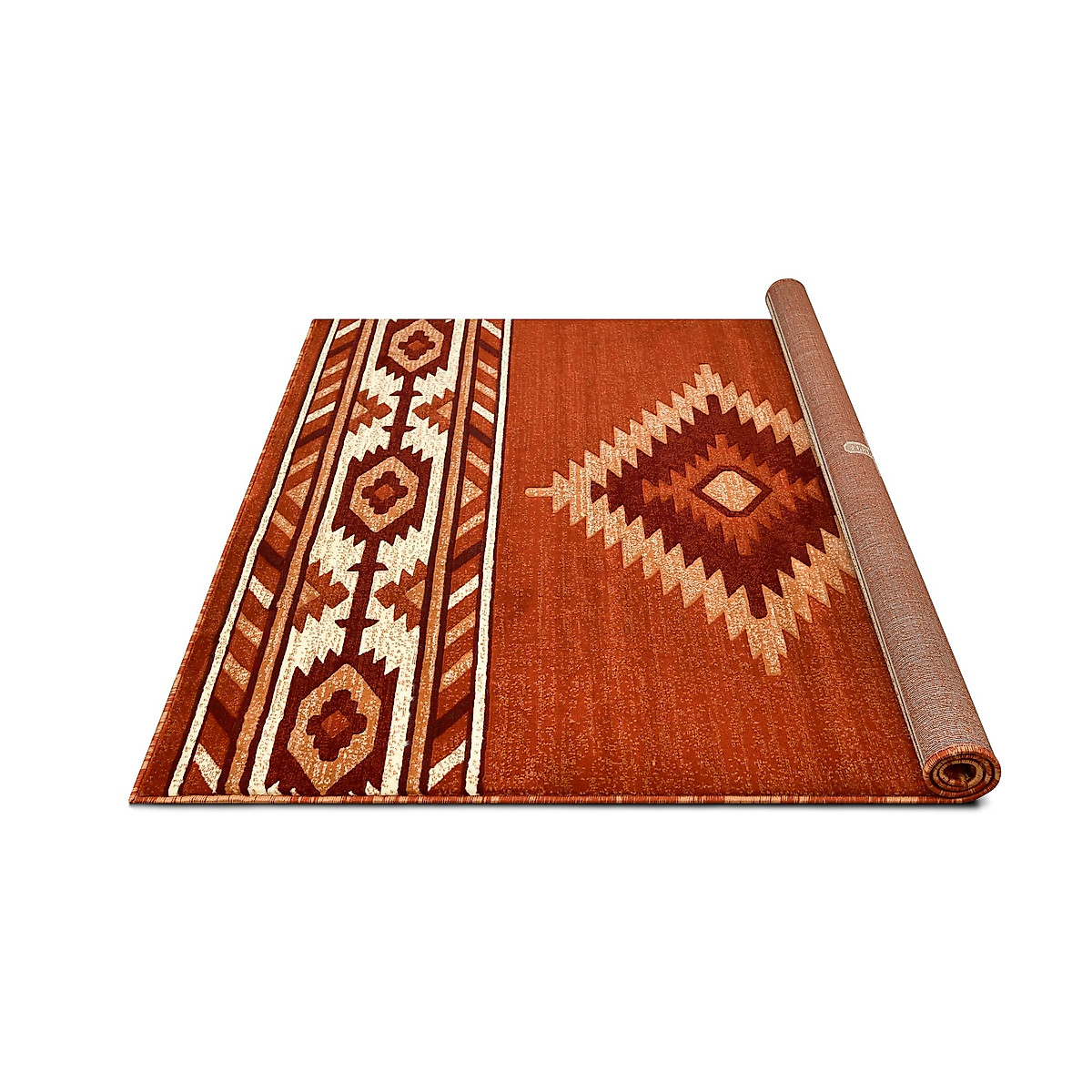 YHSF South West Native American Area Rug - Easy Clean, Thick, Soft, Durable Native Tribal American Indian Inspired Rug for Bedroom/Living Room/Hallways and More - Rust, 5 Feet x 7 Feet