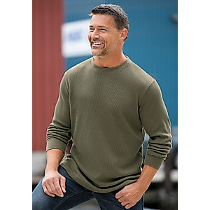 KingSize Men's Big & Tall Waffle-Knit Thermal Crewneck Tee - 8XL, Heather Oatmeal