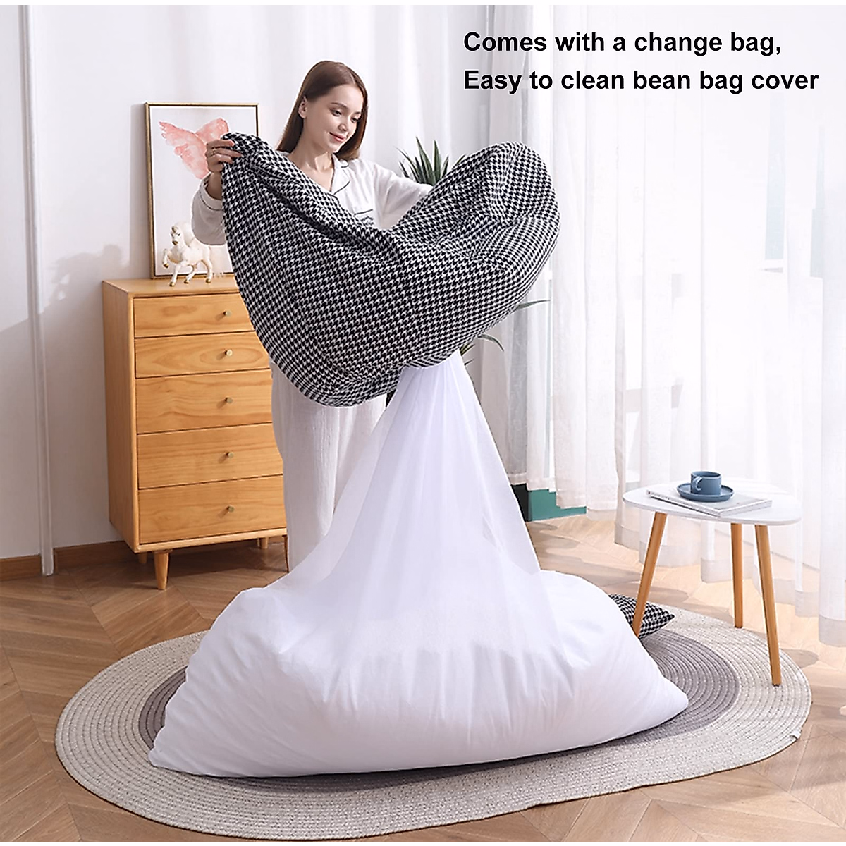 HWOEK Extra Large Bean Bag Chair Cover for Adults, Kids, Teens, Petal-Shaped Bean Bag Sofa Cover Only Without Filling- Memory Foam&Stuffed Animal Storage,Colorful