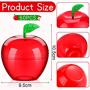 Tanlade Plastic Apple Container Valentine Apple Container Teacher Gifts Bulk Back to School Candy Holder Snow Party Apple Decorations for Valentine Wedding Christmas Party Favor(50 Pcs, Apple)