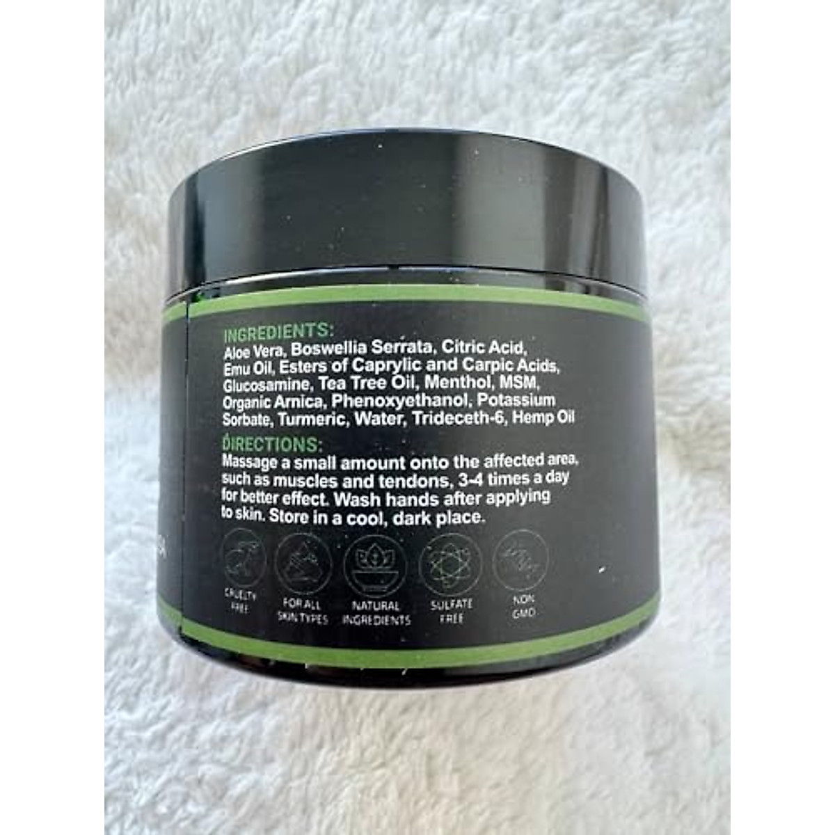 Hemp Cream - Glucosamine - Arnica - Turmeric - Maximum Strength - Back, Neck, Feet Support 4 FL OZ - Natural Formula Hemp Oil Gel Rub MSM