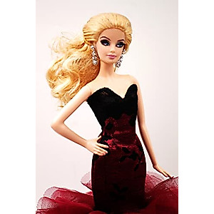 Cora Gu [Handmade Dress Fit for 12" Doll] Classic Black Rose Lace Mermaid Dress/Wedding Gowns Fit for 12" Fashion Doll [Doll's not Included]