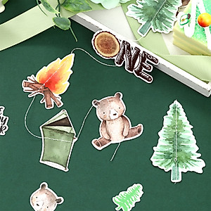 Kreatwow One Happy Camper Birthday Decoration 1st Camping Hanging Garland Camping Themed Party Hanging Swirls for Boys Girls Happy Wild Safari Jungle Party Decor Birthday Baby Shower