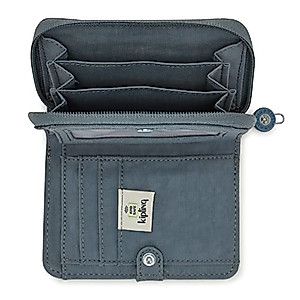 Kipling Women's Money Love, RFID Anti-Hacker Technology, Polyester Zip Closure Wallet, Brush Blue
