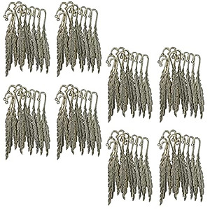 80pcs Retro Silver Alloy Feather Bookmark W/Loop for Kids Office Reading