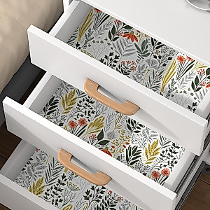 Livebor Floral Wallpaper Peel and Stick Wallpaper Floral Contact Paper 17.7inch x 118.1inch Modern Green Leaf Wallpaper Boho Floral Wallpaper Self Adhesive Wallpaper for Bedroom Leaves Wallpaper Vinyl