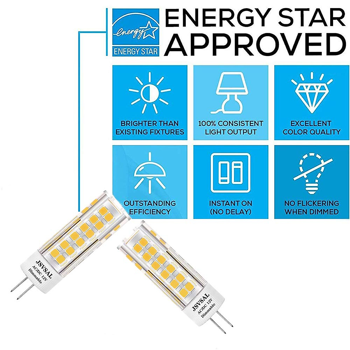 JSVSAL (4-Pack G4 LED Bulb Dimmable 7 Watt G4 Bulb Equivalent to 60W 70W G4 Halogen Bulb Replacement, T3 JC Type Bi-Pin G4 Base, DC/AC 12V Natural White-4000K G4 Light Bulb