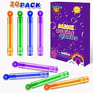 Bubbles Party Favors Supplies for Kids, 20 Pack Mini Pocket Bubble Wand Toys for Toddlers, Christmas Goodie Bag Stocking Stuffer Fillers, Small Pinata Birthday Classroom Wedding Camping Gifts Treats