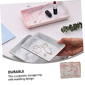 NOLITOY 1pc Marble Storage Tray Necklace Ring Holder Porcelain Jewelry Trinket Tray Necklace Display Dish Trinket Dish Perfume Tray Desk Tray Jewelry Plate Decorate Earrings Miss Ceramics