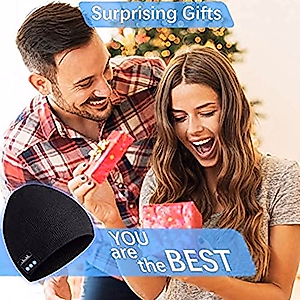 EverPlus Bluetooth Beanie Mens,Women Gifts,Bluetooth Hat,Headphones Beanie Black