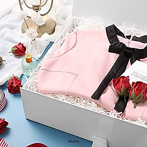 BLK&WH Extra Large Gift box with Ribbon 16.3x14.2x5 Inches, Large White Gift box with Lid for presents, Bridesmaid Proposal box, Big Gift box for Clothes and Large Gifts(Glossy White)