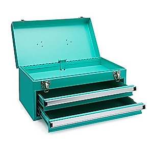 Amazon Basics 2-Drawer Steel Organization Chest - Turquoise Powder Coated Finish
