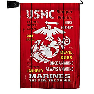 Breeze Decor USMC Garden Flag Set Mailbox Hanger Armed Forces Marine Corps Semper Fi United State American Military Veteran Retire Official House Banner Small Yard Gift Double-Sided, Made in USA