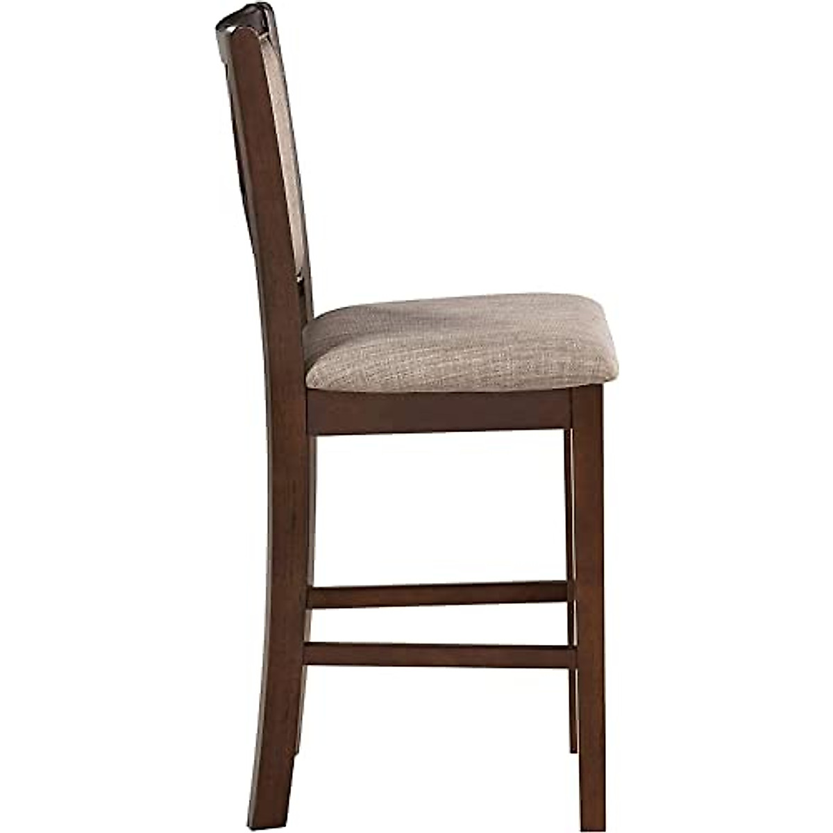 New Classic Furniture Amy Kitchen Counter Island Dining Table for 4 with Storage Shelf & USB Chargers, Traditional Brown Cherry