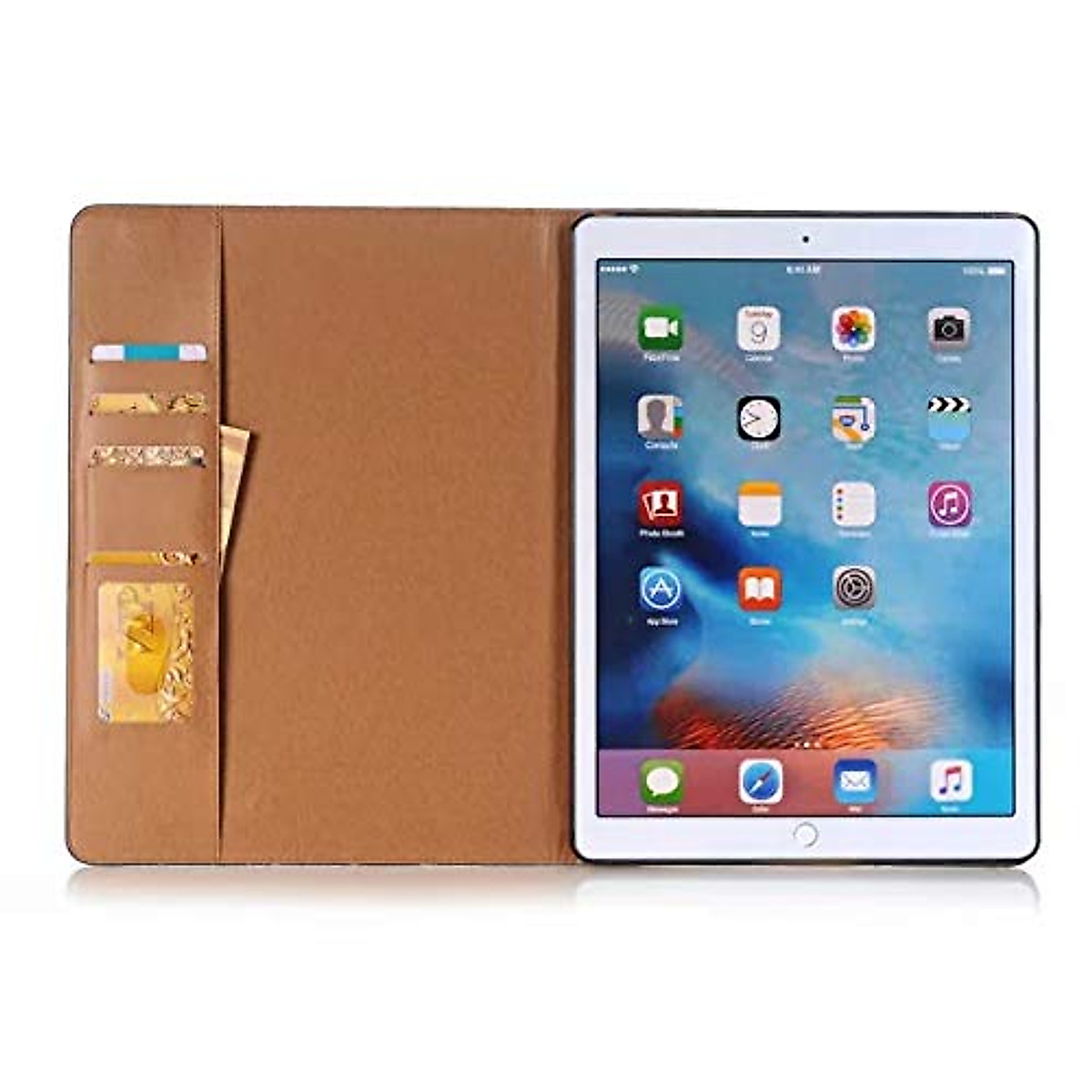 iPad Pro 1st 2nd (12.9'') Case, DMaos Vintage Book Synthetic Leather Stand Folio Smart Cover, Auto Sleep/Wake, Business Document Card Holder - Blue