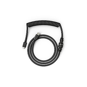 Glorious Coiled Keyboard Cable – Coiled USB C Cable Artisan Braided Cables for Mechanical Gaming Keyboard Coiled Cable - Custom Keyboard Cable (Black)