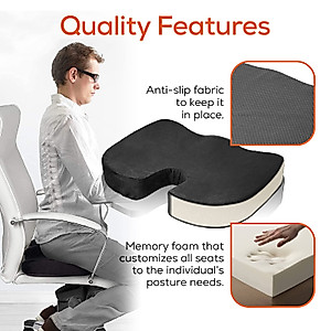 Trobo Seat Cushion, Car Pillow for Driving Seat to Improve Sciatica, Coccyx, Hip and Tailbone Pain, Ergonomic Memory Foam Chair Pad for Lower Back Pain Relief, Perfect for Long Trips, Home & Office