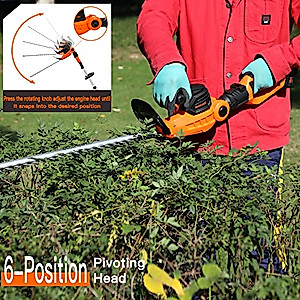 GARCARE Cordless Pole Hedge Trimmer, 2 in 1 Electric Telescopic Hedge Trimmers Long Reach with 20V 4.0Ah Battery and Quick Charger (20inch Cutting Blade Length, 3/4inch Cutting Capacity, 1200rpm)