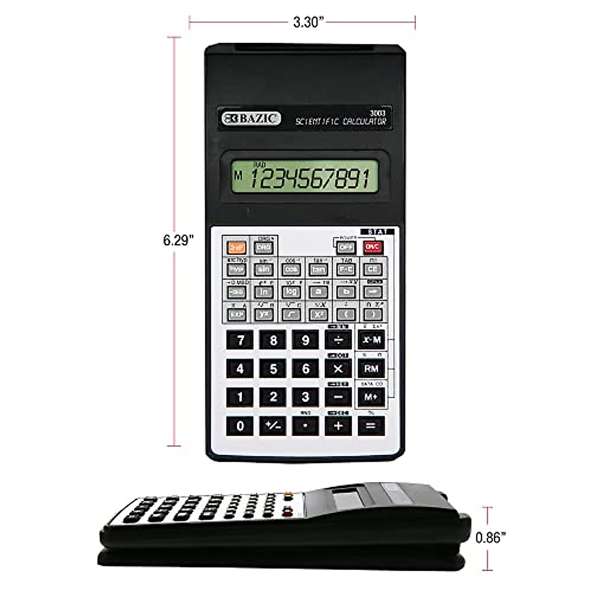 BAZIC Scientific Calculator 56 Function w/Flip Cover, Engineering Calculators LCD Display, for Student Professional, Silver Black, 1-Pack