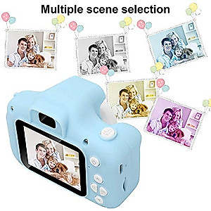 Alician Children Camera, Digital Kids Camera Selfie Camera, Mini SD Video Smart Shooting Digital Camera with 8GB Memory Card for Girls Boys Blue
