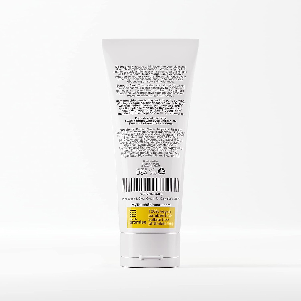 TOUCH Skin Bright Cream for Dark Spots on Face - Azelaic Acid with Kojic Acid, Tranexamic Acid, & Niacinamide – Age Spot, Sun Spot, and Melasma