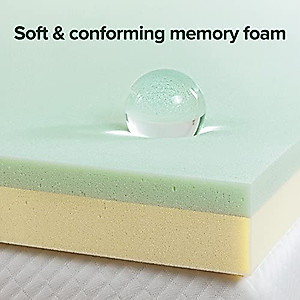 ZINUS 3 Inch Green Tea Memory Foam Mattress Topper, Pressure-Relieving Layers, CertiPUR-US Certified, Short Queen