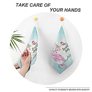 Lurnise Hand Towel Unicorn Butterfly Hand Towels Dish Towel Lanyard Design for Bathroom Kitchen Sports