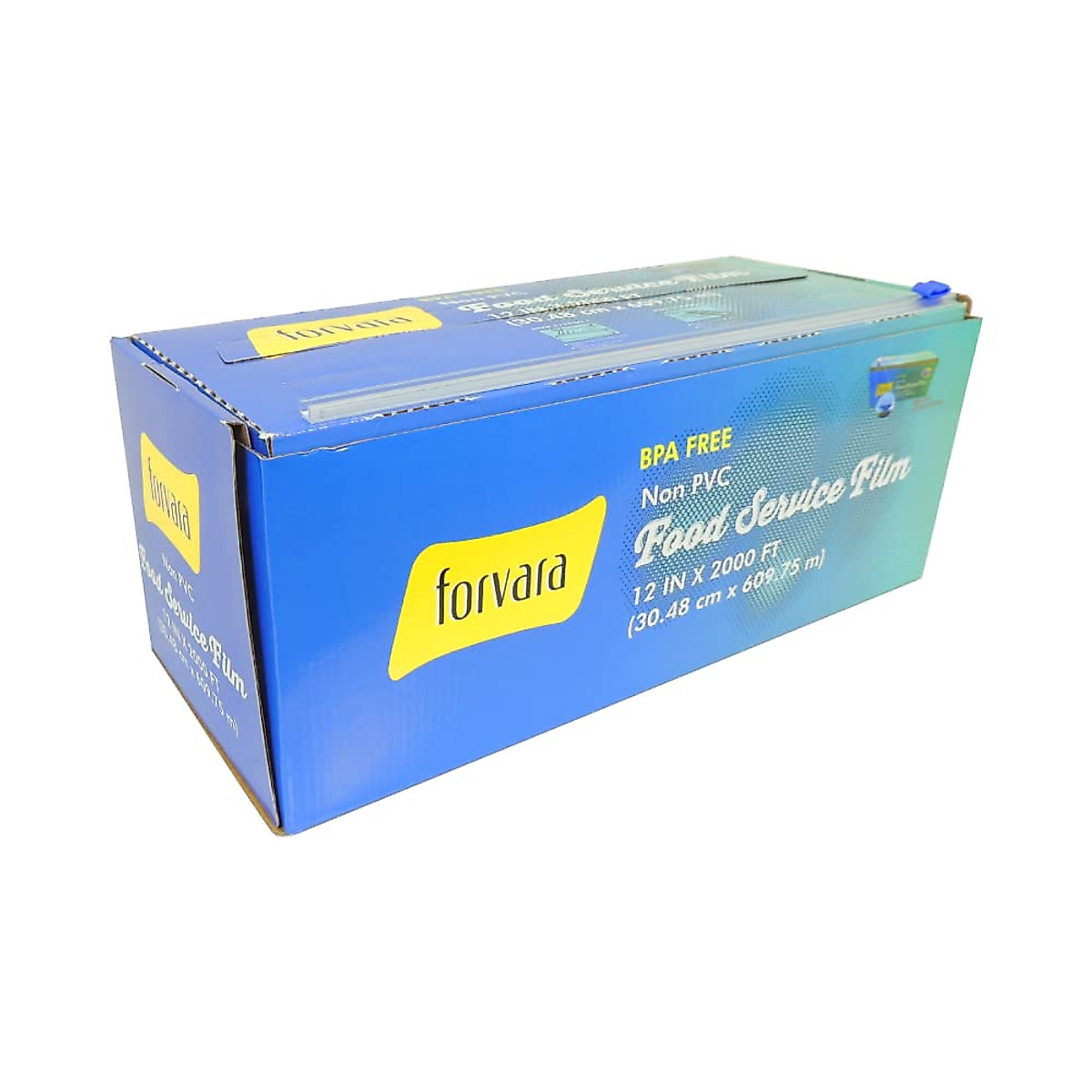 Forvara Non-PVC 12" x 2000' Foodservice/Cutterbox film with Slide cutter (BPA-free,Chlorine-free, Non-PVC, Microwave safe and Odourless Foodwrap film)