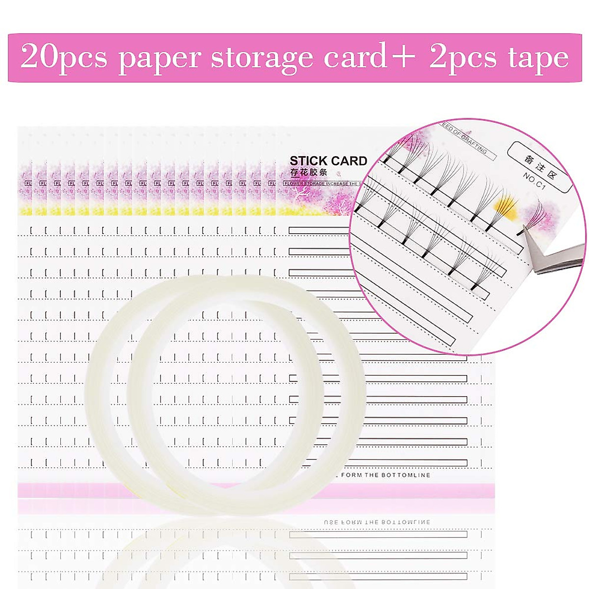 FADLASH Volume Fans Holder for Easy Fan Volume Lashes, 20Pcs Storage Card, Cruelty Free, Black