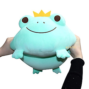 AIXINI 16.5 inch Cute Plush Crown Frog Stuffed Squishy Animal Toy, Super Soft Hugging Plush Pillow Gifts