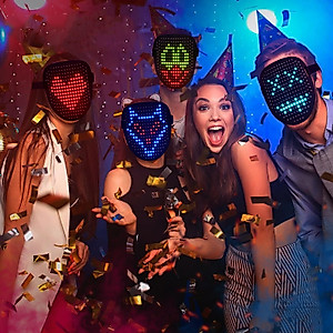 ORWINE LED Mask, Light Up Mask with Gesture Sensing, Unisex LED Lighted Face Transforming Mask for Festival Dj Cosplay Halloween Costume Masquerade Parties Christmas Gifts for Kids