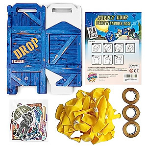 Game Party Military Supply Loot Drop Box Party Favors - 24-Pack. Party Decoration and Gift Bags, Gaming Themed Birthday Activities and Party Supplies